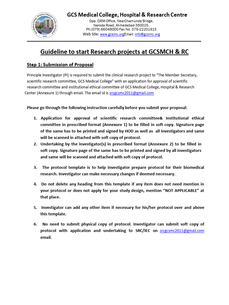 Guideline To Start A Research Project at GCSMC | PDF | Sampling ...