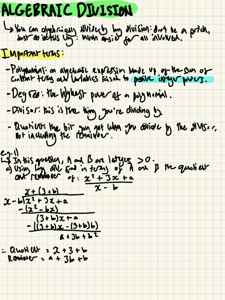 Algebraic Division | PDF