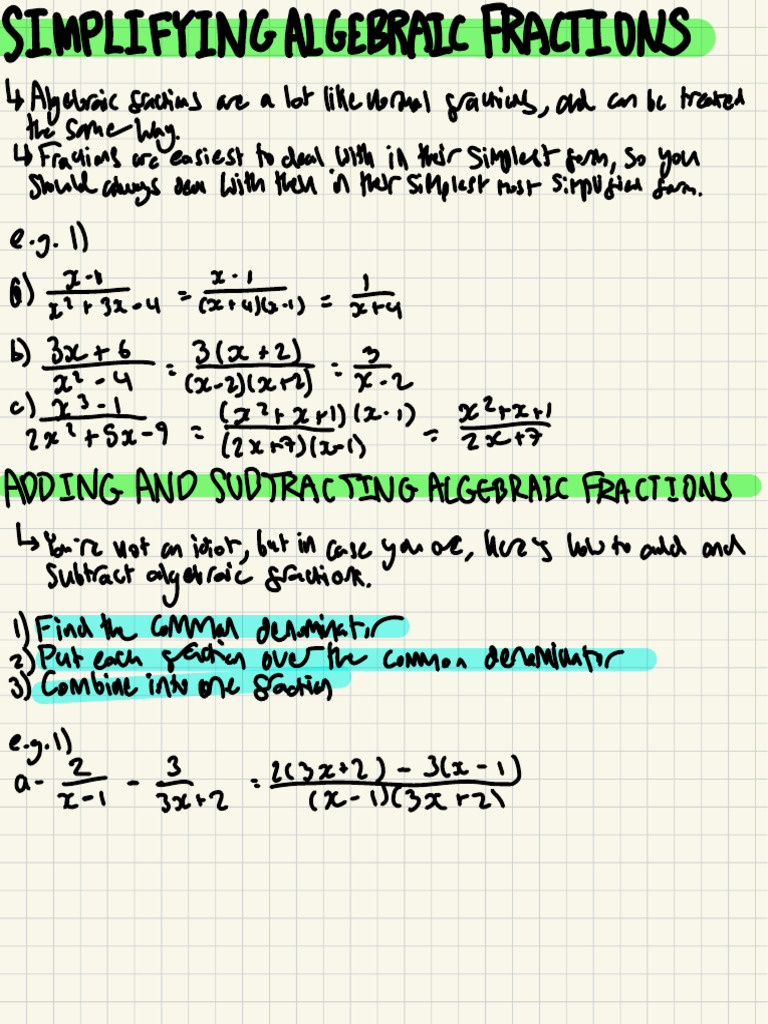 Simplifying Algebraic Fractions | PDF | Lexicology | Mathematical Concepts