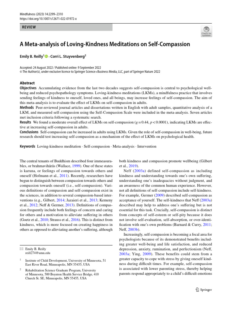 Loving-Kindness Meditation and Self-Compassion | PDF | Meta Analysis ...