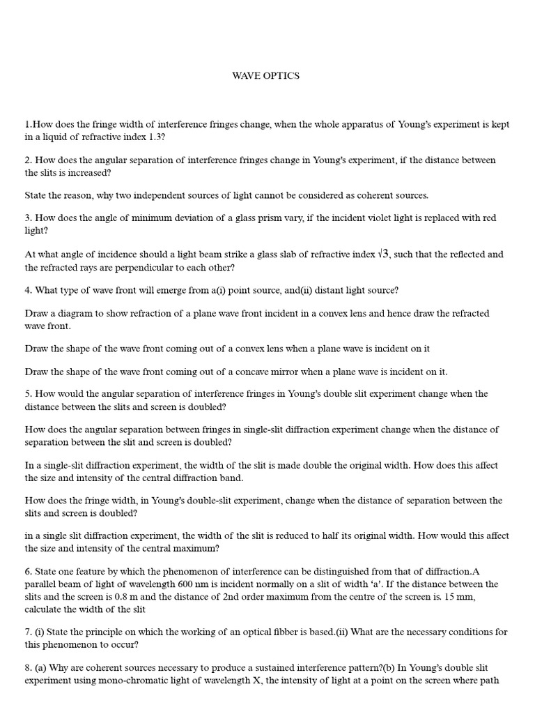 CH 10 Wave Assignment - Docx - 20250212 - 160257 - 0000 | PDF | Diffraction | Wavelength