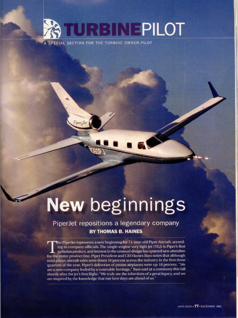 200812-2008 Piper PA-47 PiperJet (VLJ) | PDF | Airplane | Flap ...