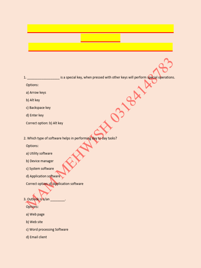 CS001 MCQs Mids 2024 Mam Mehwish | PDF