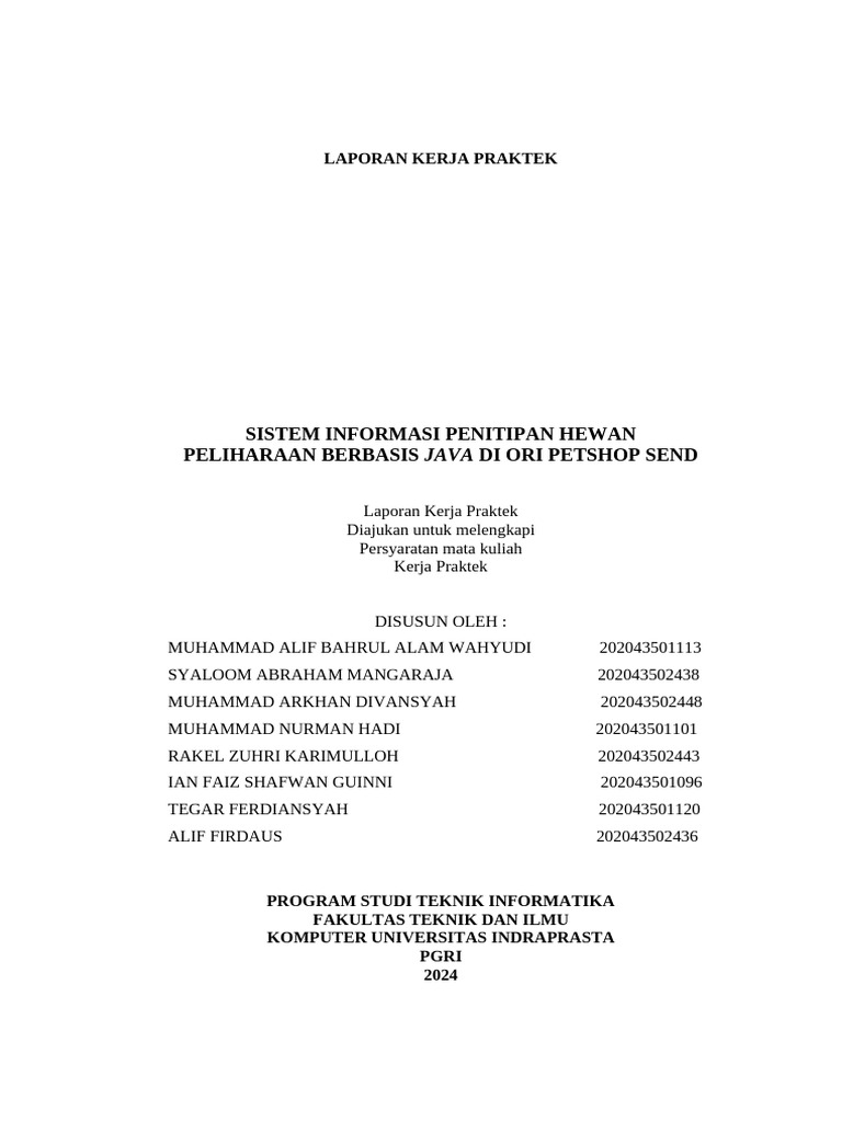 Sistem Informasi Penitipan Hewan Peliharaan Berbasis Java Di Ori ...