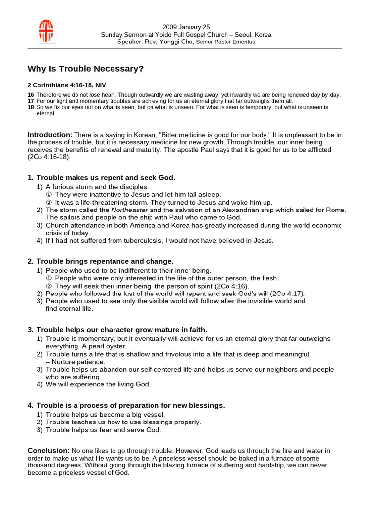 The Necessity of Trouble for Growth | PDF | Glory (Religion) | Jesus