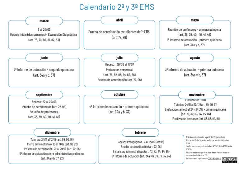 Calendario Educativo 2º y 3º EMS 2024 | PDF