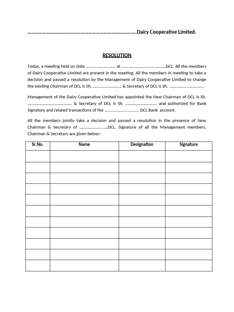 Resolution Bank (For change Signatory) (4) | PDF