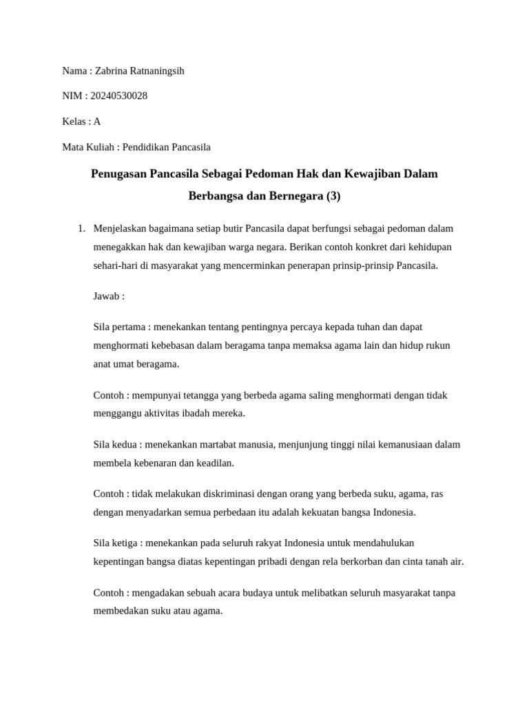 Hak Dan Kewajiban Penpas Zabrina Ratnaningsih | PDF