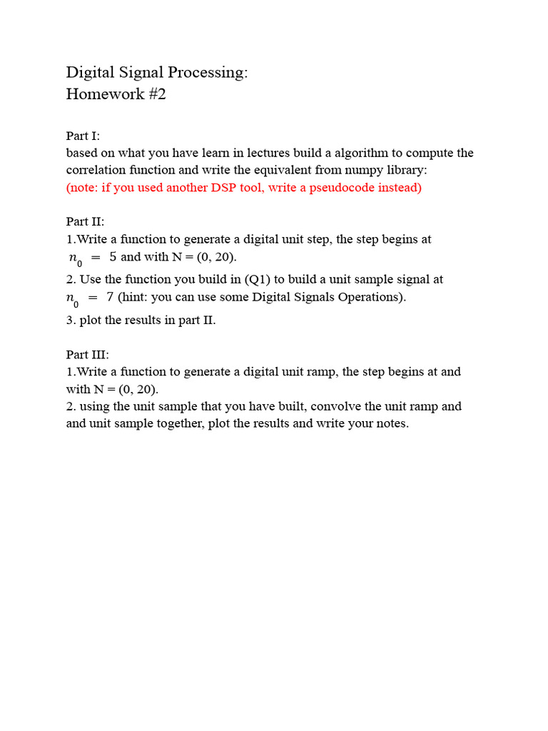 DSP - Digital Signal Manipulation Homework | PDF