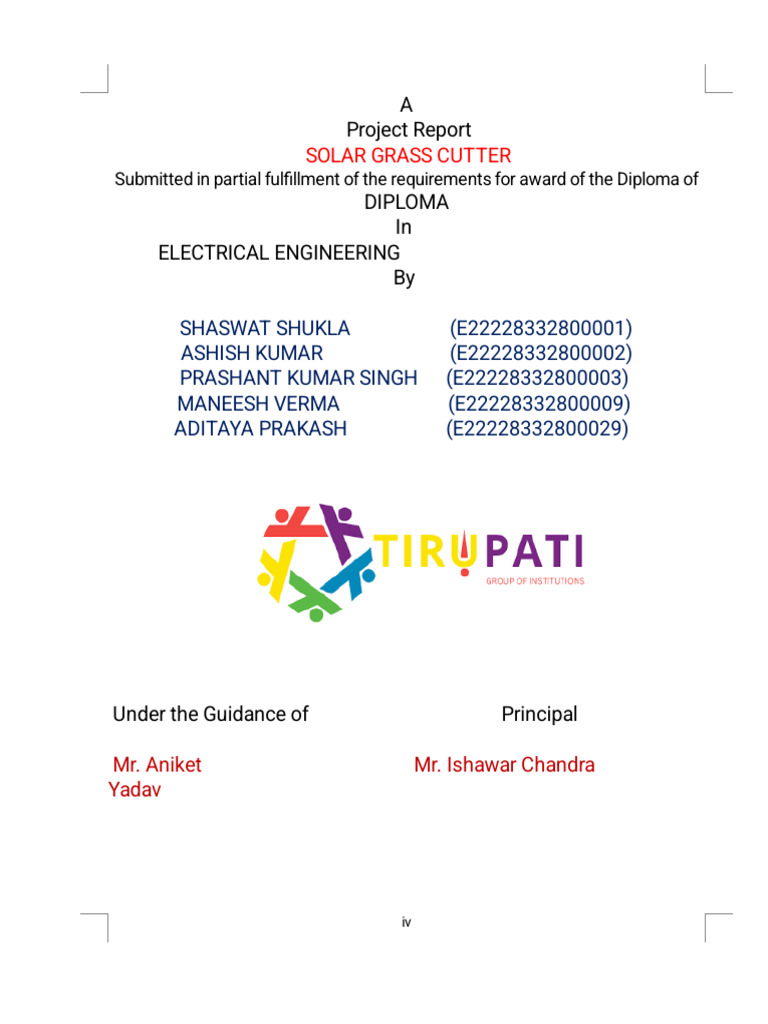 Solar Grass Cutter Project Report | PDF | Vocational Education | Career ...