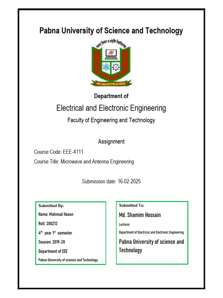 Microwave and Antenna Engineering Assignment | PDF