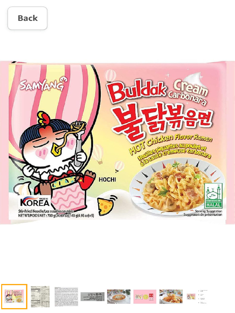 Sam Yang Buldak Cream Carbonara Preservative Free Hot Chiken Flavor ...