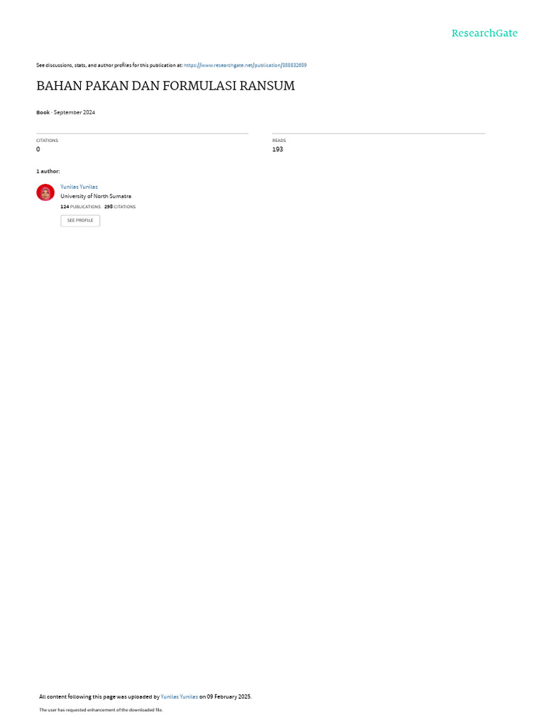 Bahan Pakan Dan Formulasi Ransum: September 2024 | PDF