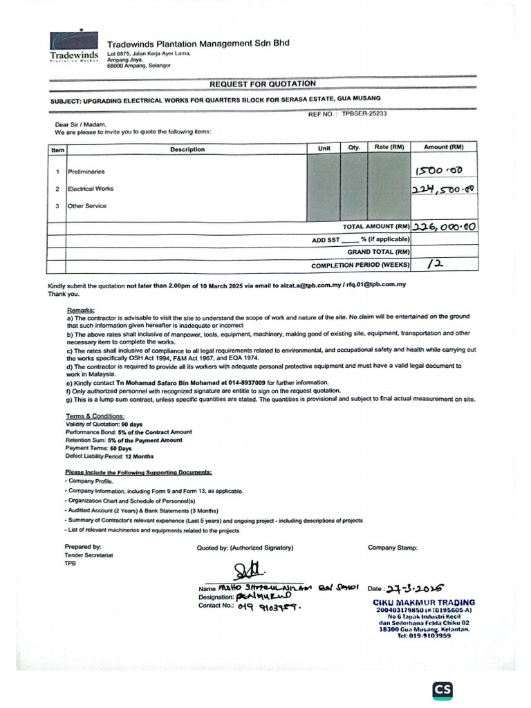 electrical work for serasa estate | PDF