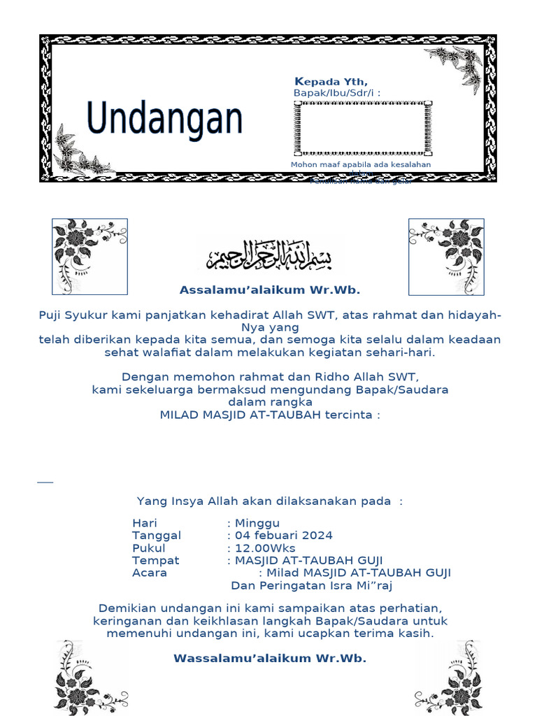 Undangan Masjid | PDF