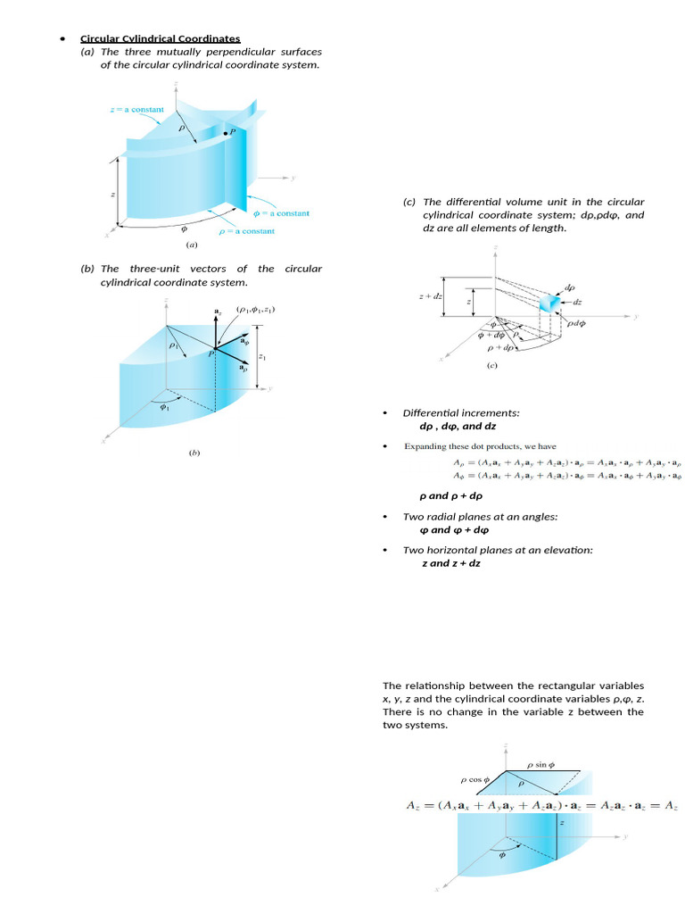 Circular Cylindrical Coordinates | PDF | Coordinate System | Euclidean ...