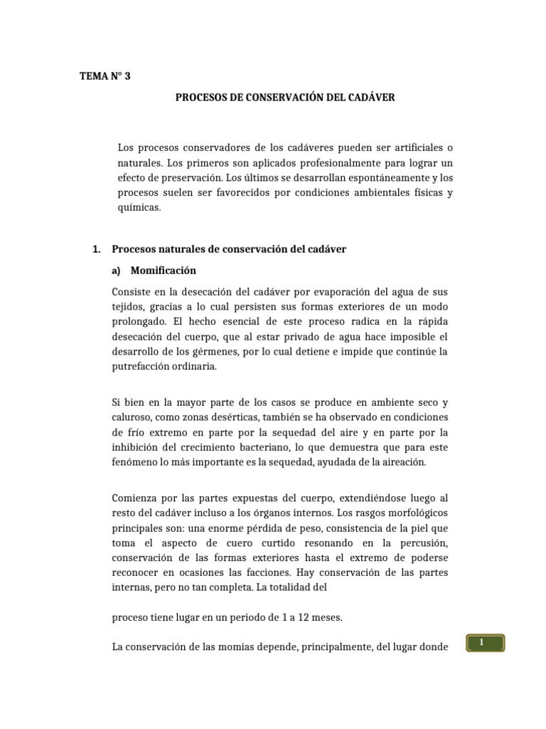 Tema N 3 | PDF | Descomposición | Cadáver