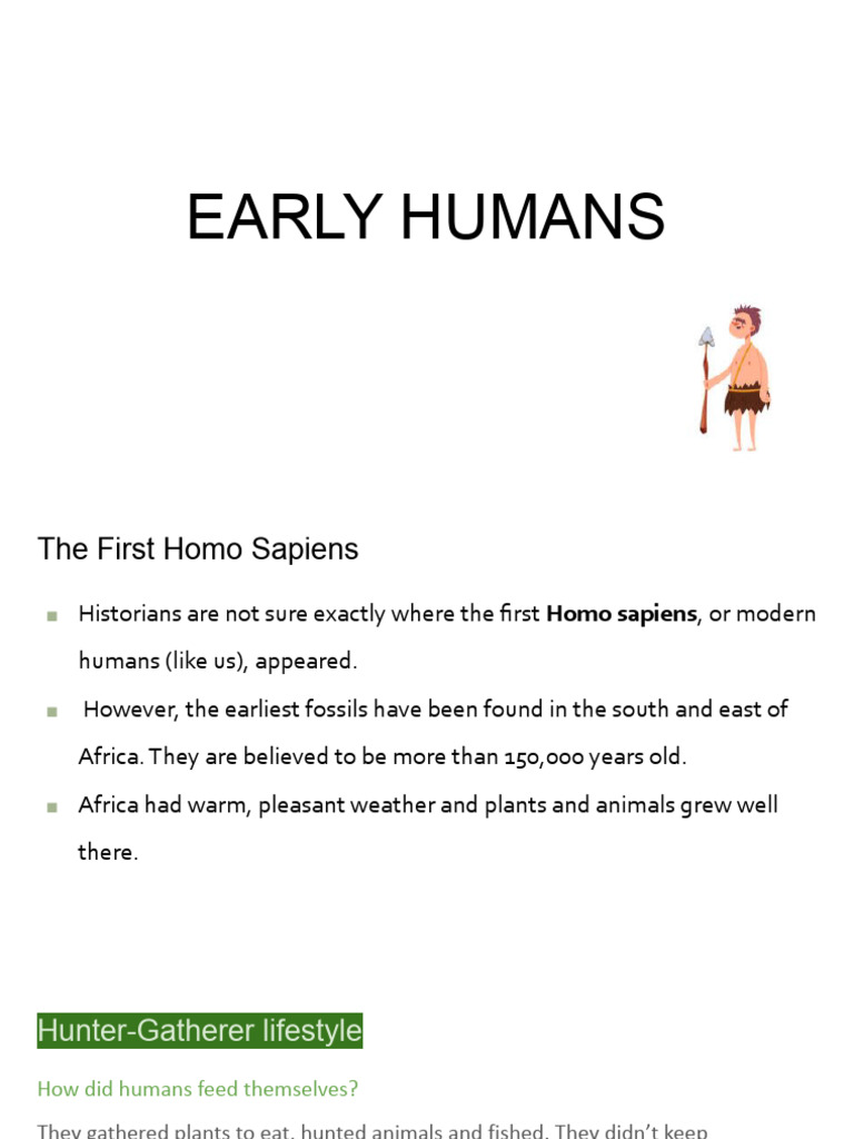 Y7 Early Humans 1_ Paleolithic | PDF | Hunter Gatherer | Human