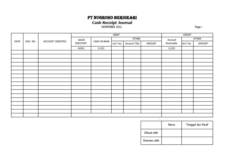 Tugas 11 Form Cash Reciept Journal | PDF