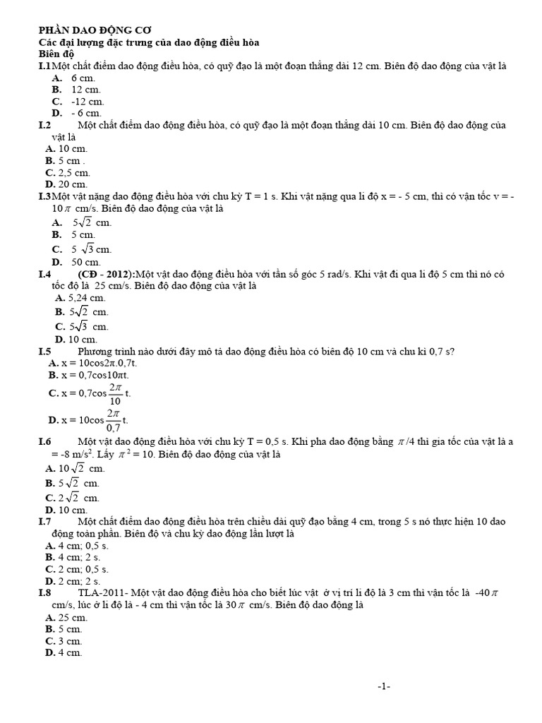 1.Bt - C.dao Dong Co - Ko Dap An | PDF