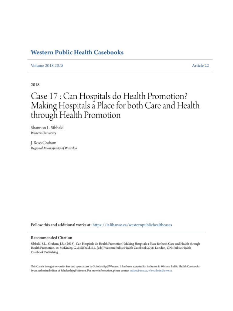 Case 17 - Can Hospitals Do Health Promotion - Making Hospitals A P ...