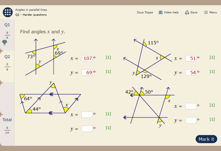 MyMaths Homework - Angles in Parallel Lines | PDF
