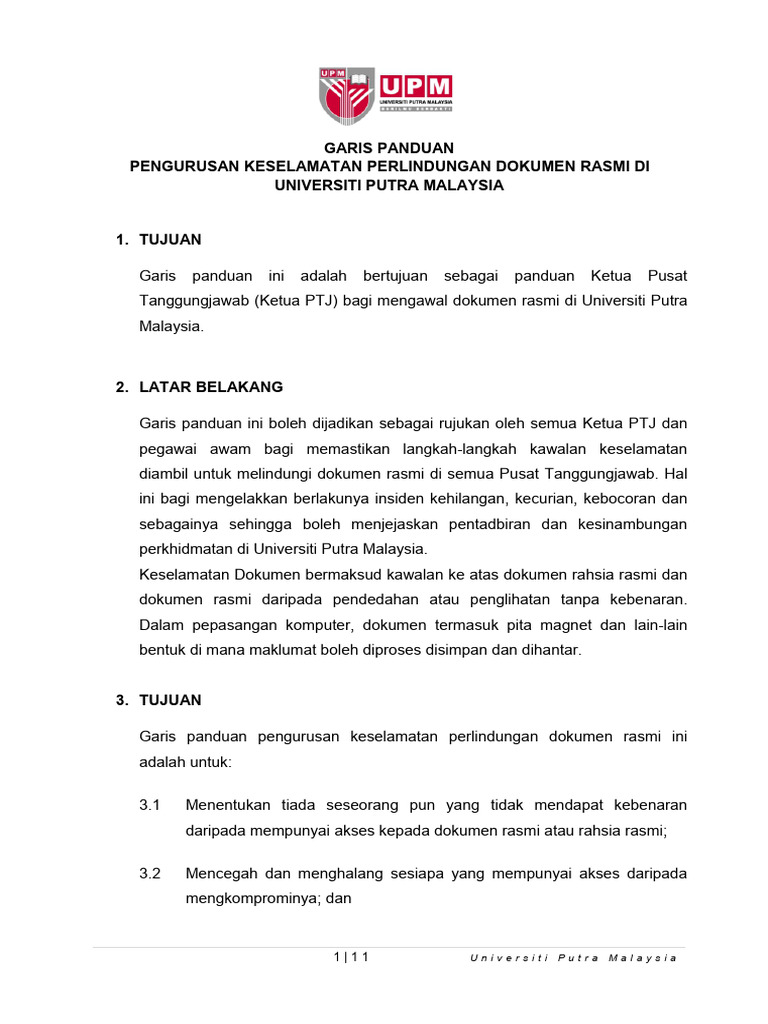 Garis Panduan Pengurusan Keselamatan Perlindungan Dokumen Rasmi di UPM ...