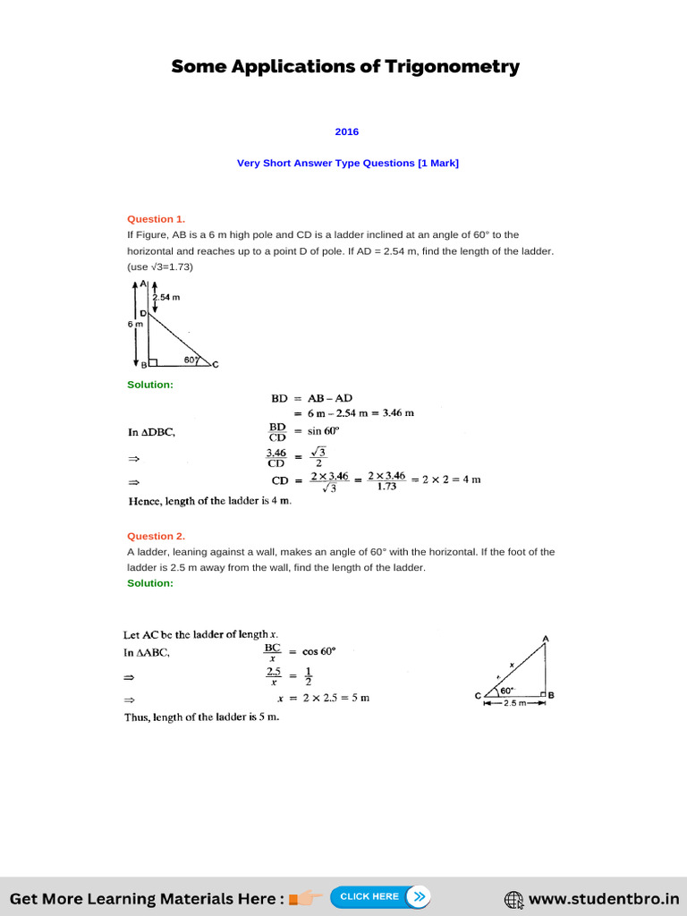 67daa79472b70 - 2. Some Applications of Trigonometry PDF | PDF ...