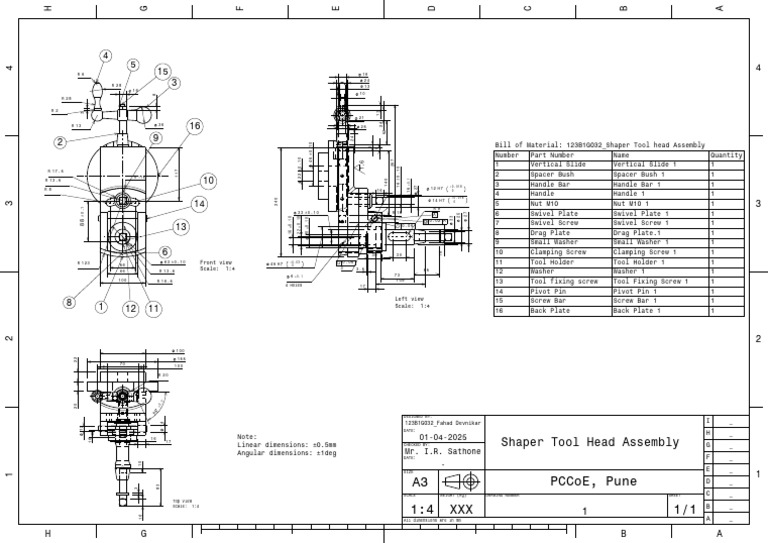 Shaper Tool Assembly - Sheet - 1 | PDF | Tools