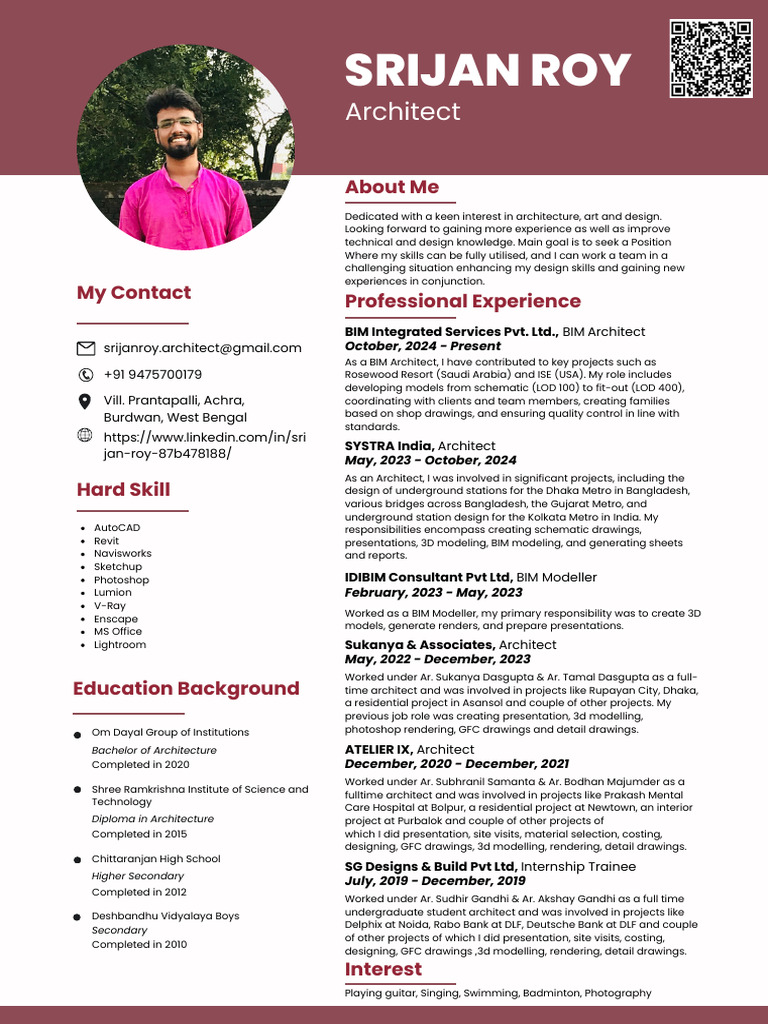 Srijan Roy's Architecture Portfolio CV | PDF | Building Information ...