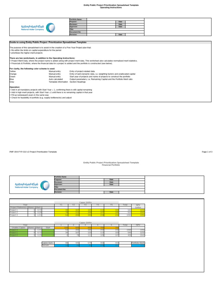 PMF 004 FYP 010 - 02 Project Prioritization Template | PDF | Spreadsheet | Applied Mathematics