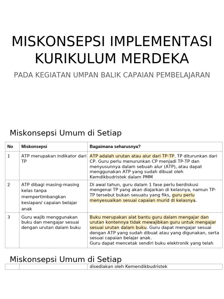 Miskonsepsi Kurikulum Merdeka 1 | PDF