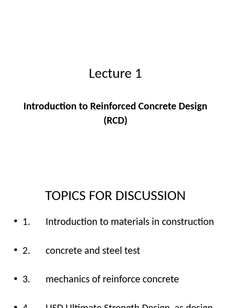 RCD Lecture 1 Intro to RCD | PDF | Concrete | Reinforced Concrete