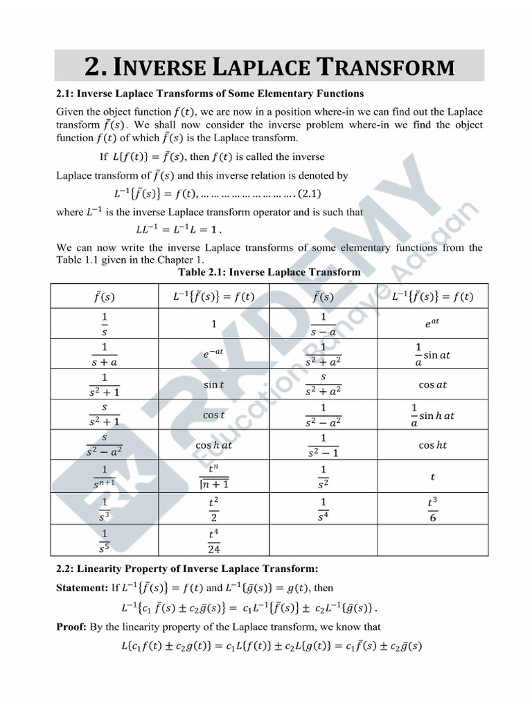 Inverse Laplace | PDF