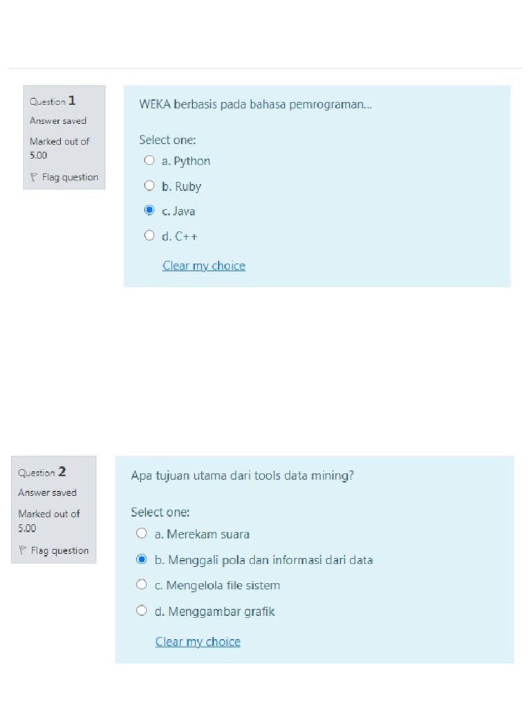 Team Teaching Kuis M7 TOOLS DATA MINING - Attempt Review | PDF