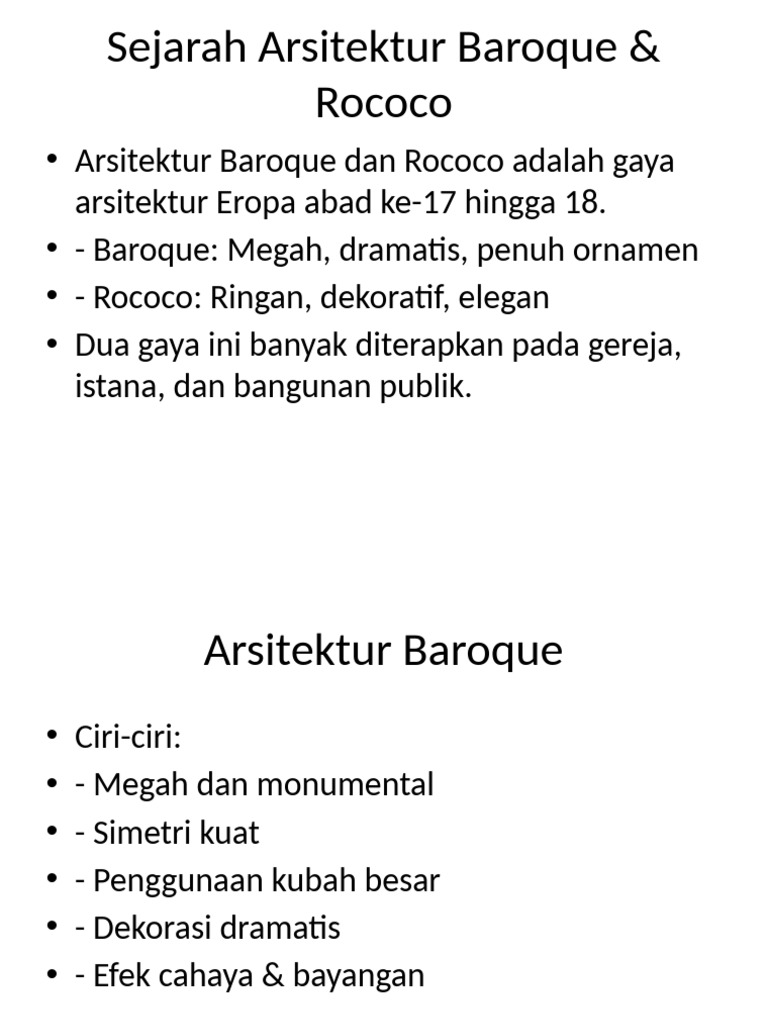 Sejarah Arsitektur Baroque Rococo | PDF