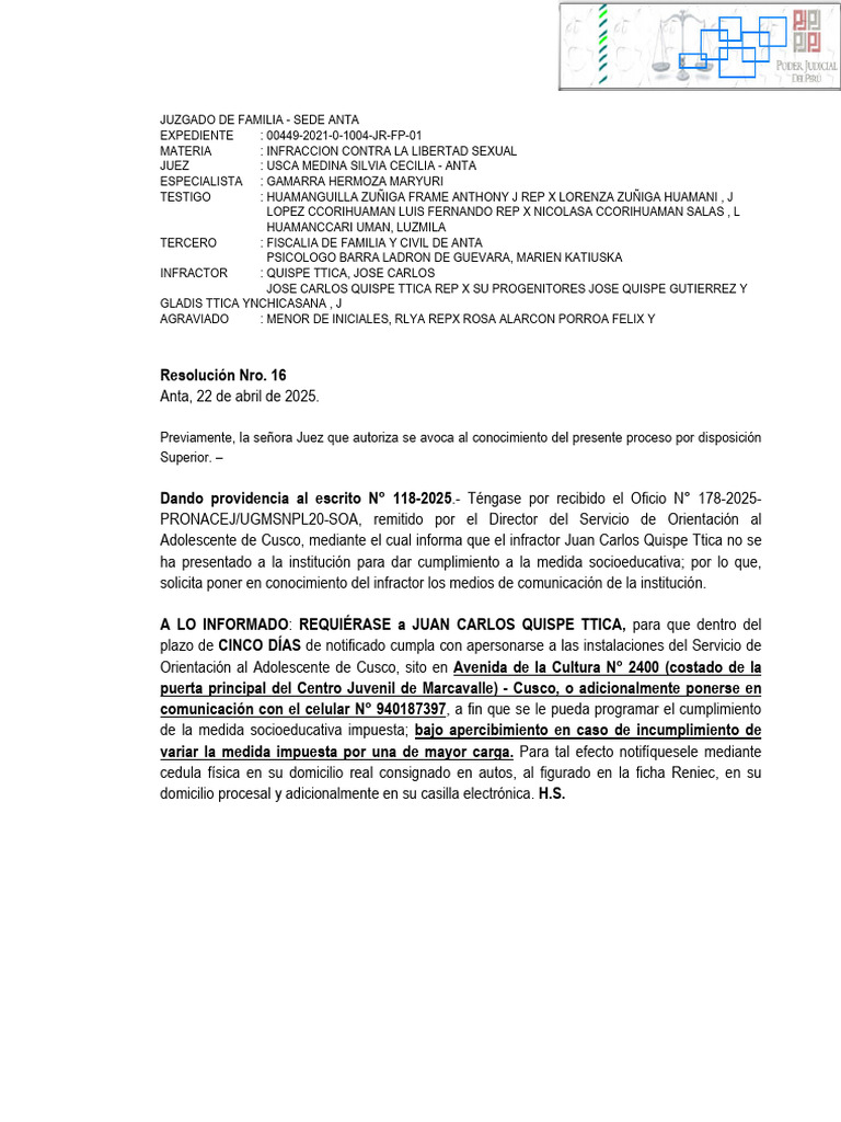 Exp. 00449-2021-0-1004-JR-FP-01 - Resolución - 00941-2025 | PDF | Ley ...