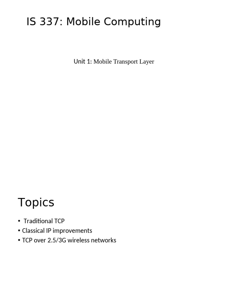 Lecture 1-4-Mobile Transport Layer - UJ | PDF | Transmission Control Protocol | Network Congestion