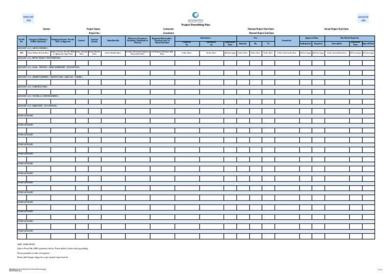 Project Permitting Plan Template | PDF