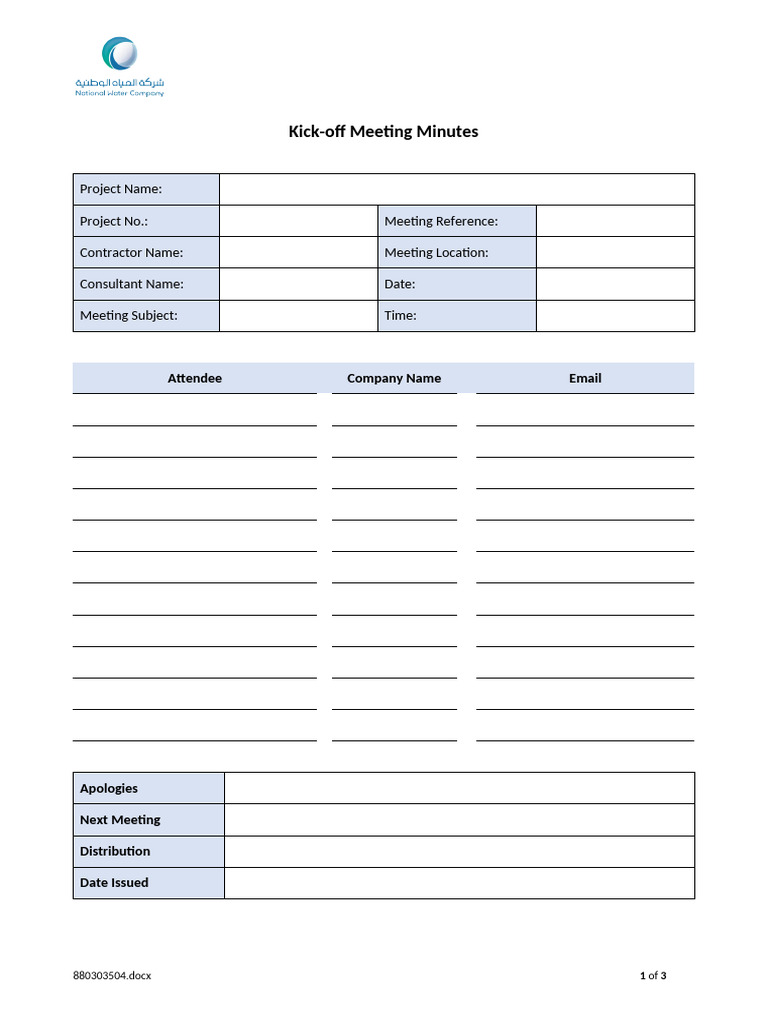 Kick-off Meeting Minutes Overview | PDF