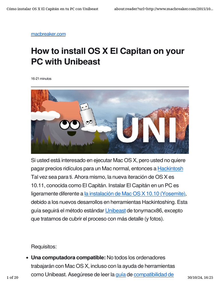 Instalar OS X El Capitan en PC con Unibeast | PDF | Arranque | Bios