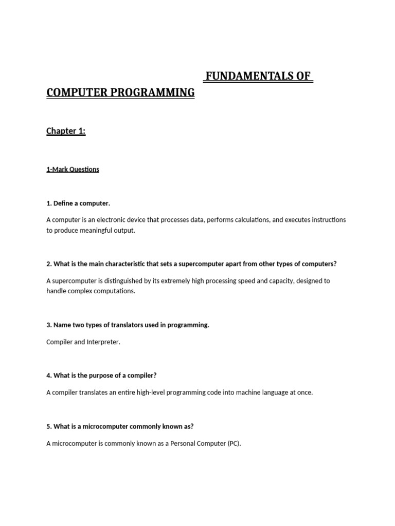 Computer Programming Q&A Guide | PDF | Computer Network | Computer Data ...