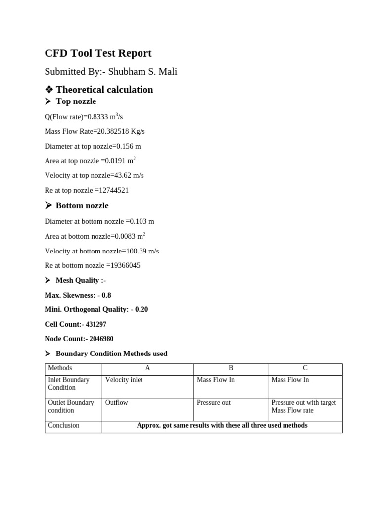 CFD Tool Test Report | PDF