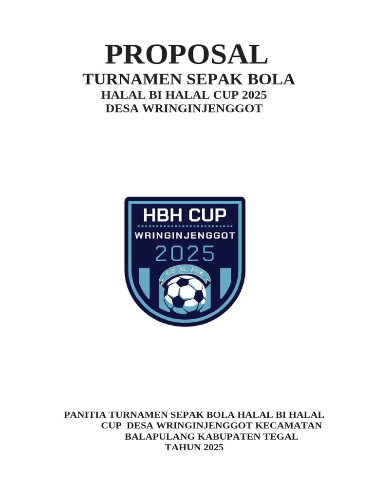 Proposal HBH Cup 2025 Desa Wringinjenggot | PDF