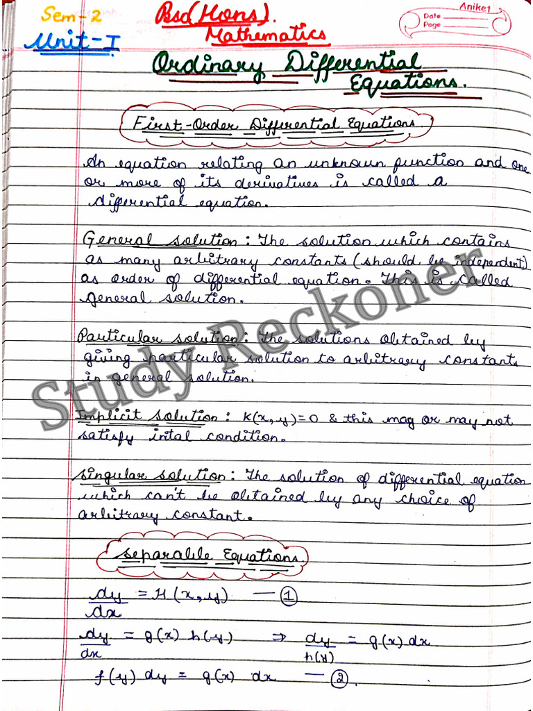 ODE Unit 1 | PDF