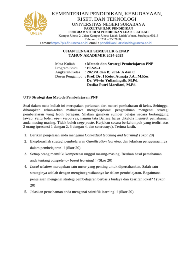 Uts Metode Strategi 2025 | PDF