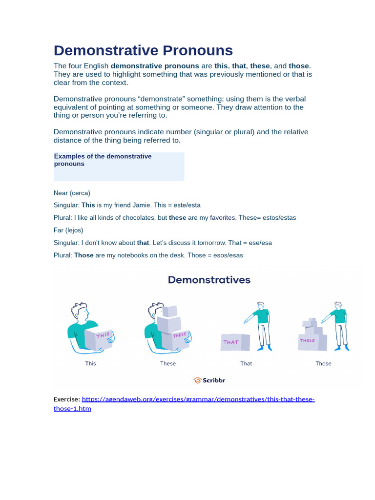 Demonstrative Pronouns | PDF