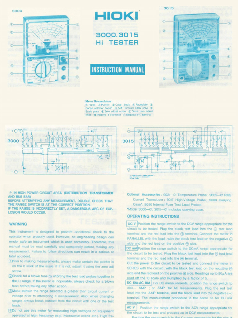 HIOKI 3000 - 3015 - Hi - Tester - Multimeter | PDF