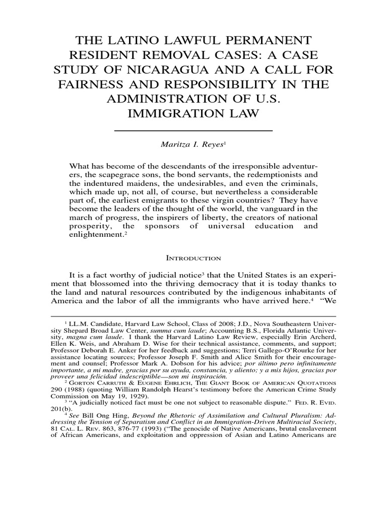 Latino Permanent Resident Removal Issues | PDF | Sandinista National ...