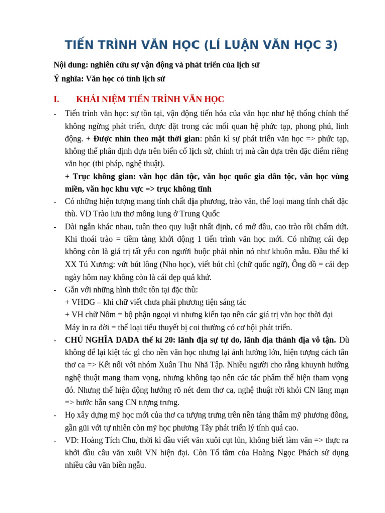 GHI CHÉP BÀI GIẢNG TIẾN TRÌNH VH | PDF